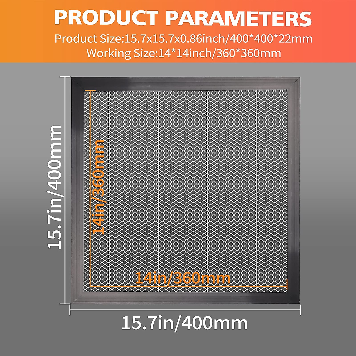 Honeycomb Laser Bed 400x400x22mm, Laser Honeycomb Bed for Laser Engraver and Cutter Machine, CO2 Engraver Cutting Machine, Laser Engraver Accessories, Smooth Edge, Aluminum(15.7x15.7x0.86in)