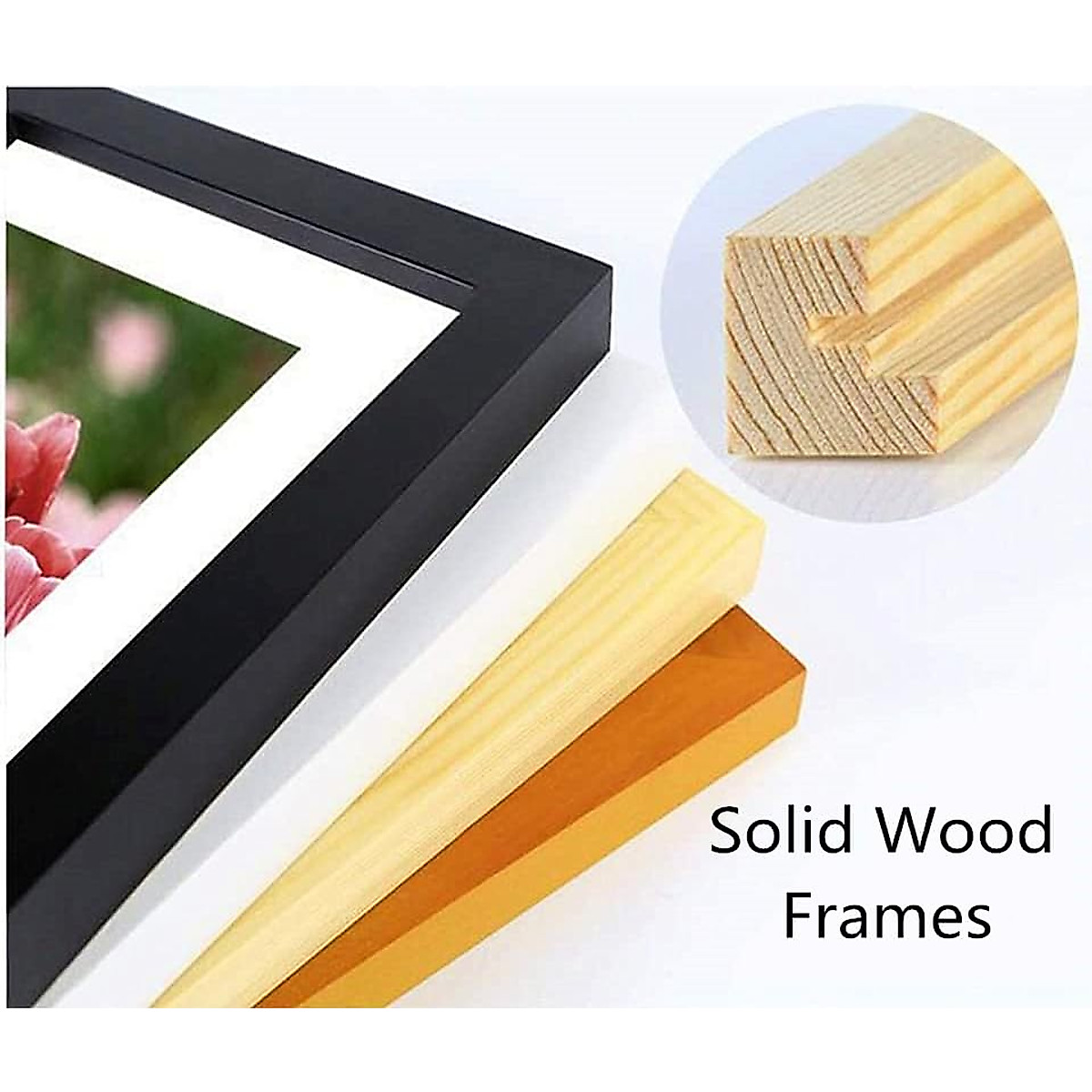 NIHO-JIUMA Diamond Art Wood Frames, Ideal for 12x16/30x40cm Diamond Paintings & Oil Photos. Set of 2 Natural Solid Wood Frames with Plexiglass Protection, Black Finish