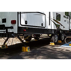 Camco Yellow Stabilizer Jack Support - Provides a Sturdy, Durable Surface for Stabilizer Jacks | Offers 7" of Lift| Constructed with Durable UV Resistant Material - (44424)