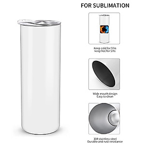 Ninth DIY Transfer 20 oz Sublimation Tumblers Blank Skinny Straight,Stainless Steel Double Wall Insulated Sublimation Glittery White Tumbler, for Heat Press or Convection Oven(5 Pack)