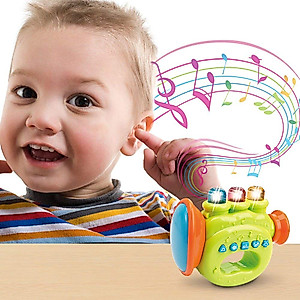 Portable First Trumpet - Battery-Operated Music Toy with Features for Learning and Entertainment for Your Baby and Toddler. Great Stocking Stuffer