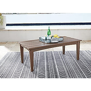 Signature Design by Ashley Emmeline Outdoor HDPE Patio Coffee Table, Brown