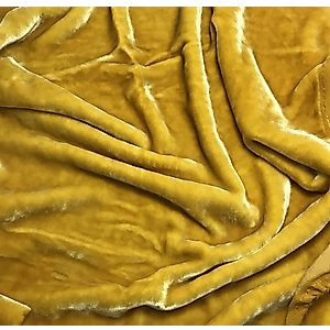 Honey Mustard Yellow - Hand Dyed Silk Velvet Fabric -Fat 1/4 18"x22"-
