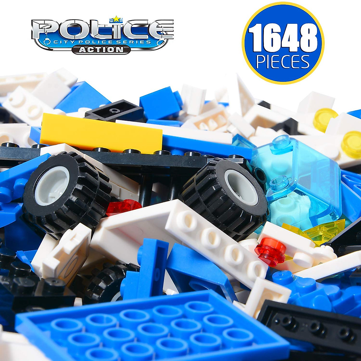 1648 Pieces City Police Armed Transport Helicopter Toy Building Blocks Set with Plane, Police Boat, Ship, Blocks Storage Box, Learning and Roleplay Construction Toy Gift for Boys Girls 6-12