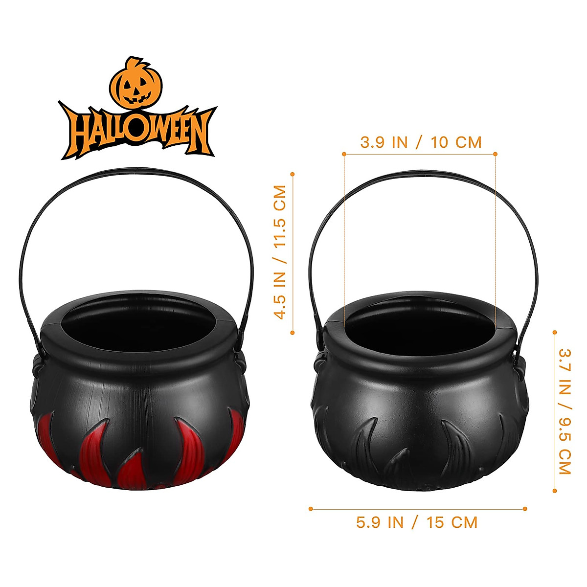 BESPORTBLE 2pcs Halloween Candy Bowls Party Candy Jars Pot and Bucket Candy Containers Plastic Black Witch Cauldron Candy Holders for Cauldron Halloween Party Favor Decor