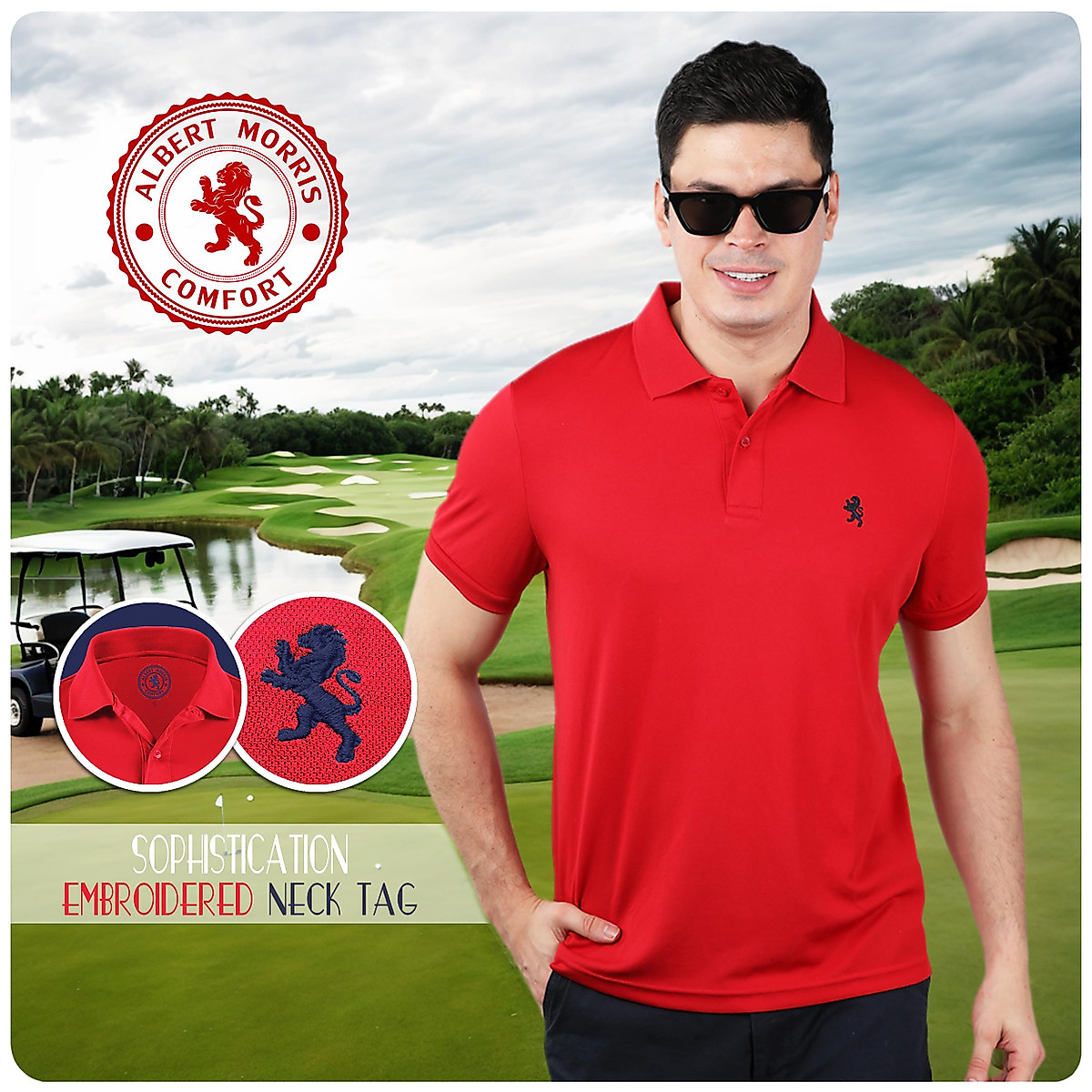 Albert Morris Mens Polo Shirts Polo Shirts for Men, Shirts for Men, Short Sleeve Mens Shirts (4 Pack), American Classics, X-Large