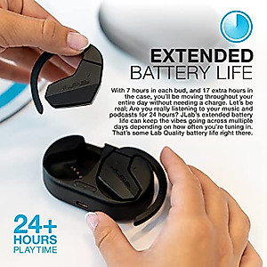 JLab Open Sport Open-Ear Wireless Earbuds | Black | Flexible Earhook | Bluetooth Multipoint | Dual Connect | Safe Listening | Optional Glasses Clip | 24+ Hours Battery Life | Custom EQ Sound Settings