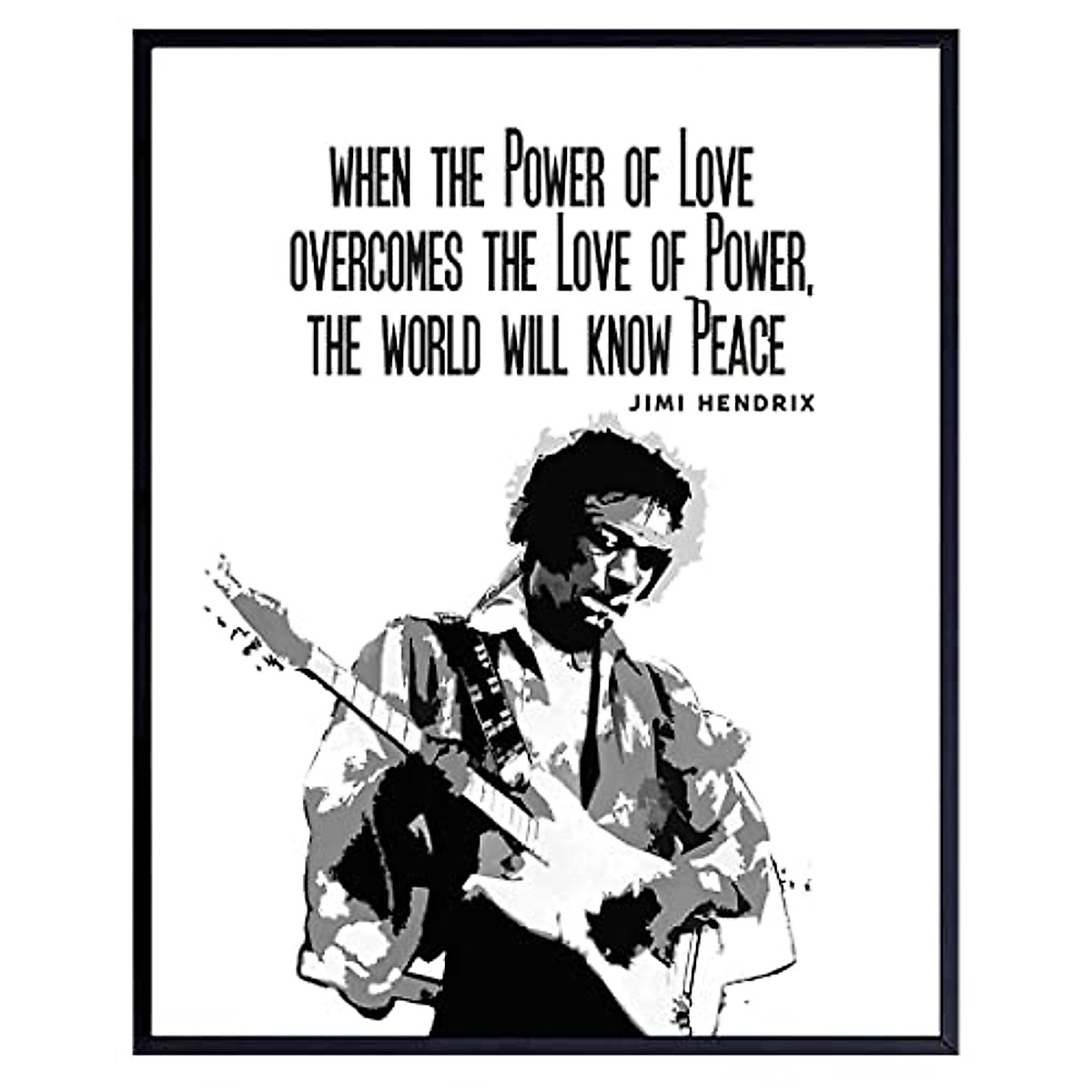 Jimi Hendrix Poster,- Inspirational Wall Art Print - Graffiti Street Art, Urban Home or Wall Decor - Gift for 60's Music, Woodstock Fans, Guitarists, Musicians - 8x10 Quote Photo Picture