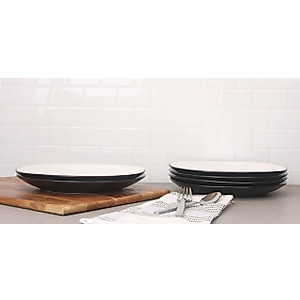 10 Strawberry Street Two Tone Coupe 8” Salad Plate Set Of 6, Black/White