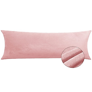 TELUS Velvet Body Pillow Cover with Zipper, Super Soft and Cozy Luxury Fuzzy Flannel Pillow Cases Cover 20x54 Inches, Luxury Long Body Pillow Pillowcase, Pink