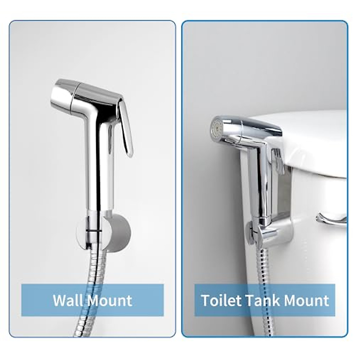 Sink Faucet Hose Sprayer Attachment, Handheld Bidet Toilet Sprayer, 8 Adapters, Dual Function Faucet Sprayer Rinser, Bathroom Shower Head, Baby Cloth Diaper for Feminine Hygiene, Bathing Pets, Chrome