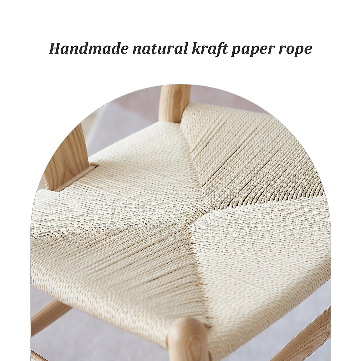 VODUR Wishbone Chair Natural Solid Wood Dining Chair/Hans Wegner Y Chair Rattan and Wood Accent Armrest Chairs - Ash Wood Chairs Set of 2 (Ash Wood + Natural)