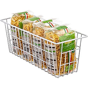 iPEGTOP Freezer Baskets, Set of 4 Farmhouse Metal Wire Basket Freezer Storage Wire Baskets Organizer Wire Storage Basket for Kitchen Pantry Organizer Bins (White)