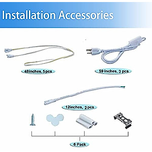 MKUJOO 6 Pack 4FT 40W LED Shop Light, V Shape Integrated T8 LED Tube Light, 4400LM, 6000K Super Bright White,high Output Linkable Shop Lights with Plug for Garage, Workshop,Basement,Warehouse