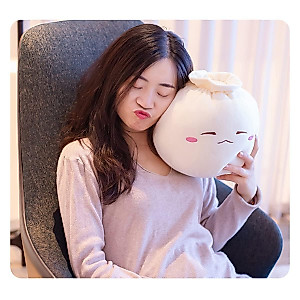 Yoholto Dumpling Plush Pillow with Cute Features, Stuffed Bun Plush, Funny Food Toy Gifts for Kids Adults(6.3 * 12.2in,Frown)