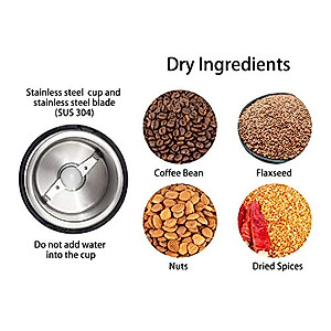 DR MILLS DM-7441 Coffee Grinder Electric,Coffee Bean Grinder,Spice Grinder,Blade & cup made with SUS304 stianlees steel (Black)