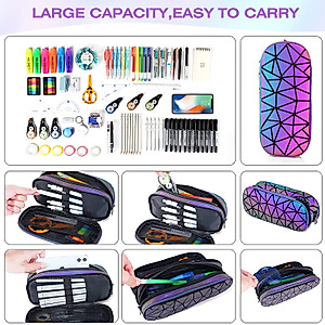 Qbily Large Capacity Pencil Case,Light Pencil Case Pouch Office School College Organizer Storage, High-Capacity Gel Pen Marker Pencil Pen Stationery Case,Purple,Small