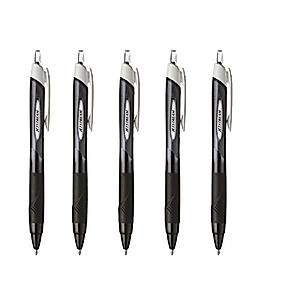 uni-ball Jetstream RT Retractable Roller Ball Pens Rubber Grip 1.0mm Black Ink Value Set of 5