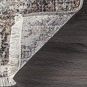 nuLOOM Distressed Medallion Fringe Area Rug, 5 ft 3 in x 7 ft 7 in, Multi