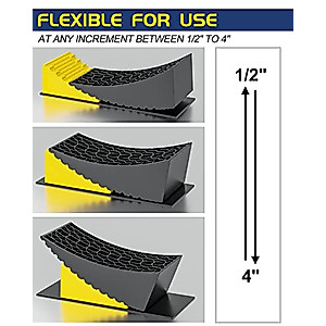 TGBOX RV Leveling Blocks Ramp Kit, 2 Packs Camper Leveler System for Travel with Two Chocks, 2 Anti-Slip Mats, 1T Bubble Level and Carry Bag, Up to 35000 LBS, Easier & Faster to Level Camper-Yellow