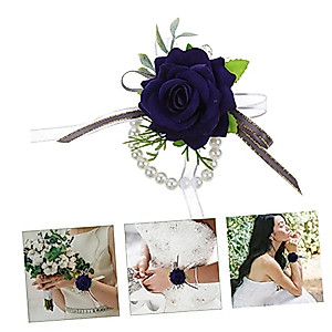 ARTIBETTER 3pcs Wrist Flower Outdoor Decor Flower Wrist Corsage Bridesmaid Bracelets Flower Corsage Wristlet Pearl Decor Hand Wrist Flowers The Flowers Plastic Wrist Chain Bridegroom