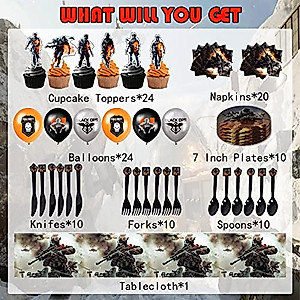 112 Pcs Birthday Decorations, Birthday Party Supplies for Boys Including Happy Birthday Banner, Cake & Cupcake Toppers, Balloons, Backdrop, Tablecloth and Dinner Sets for 10 Guests