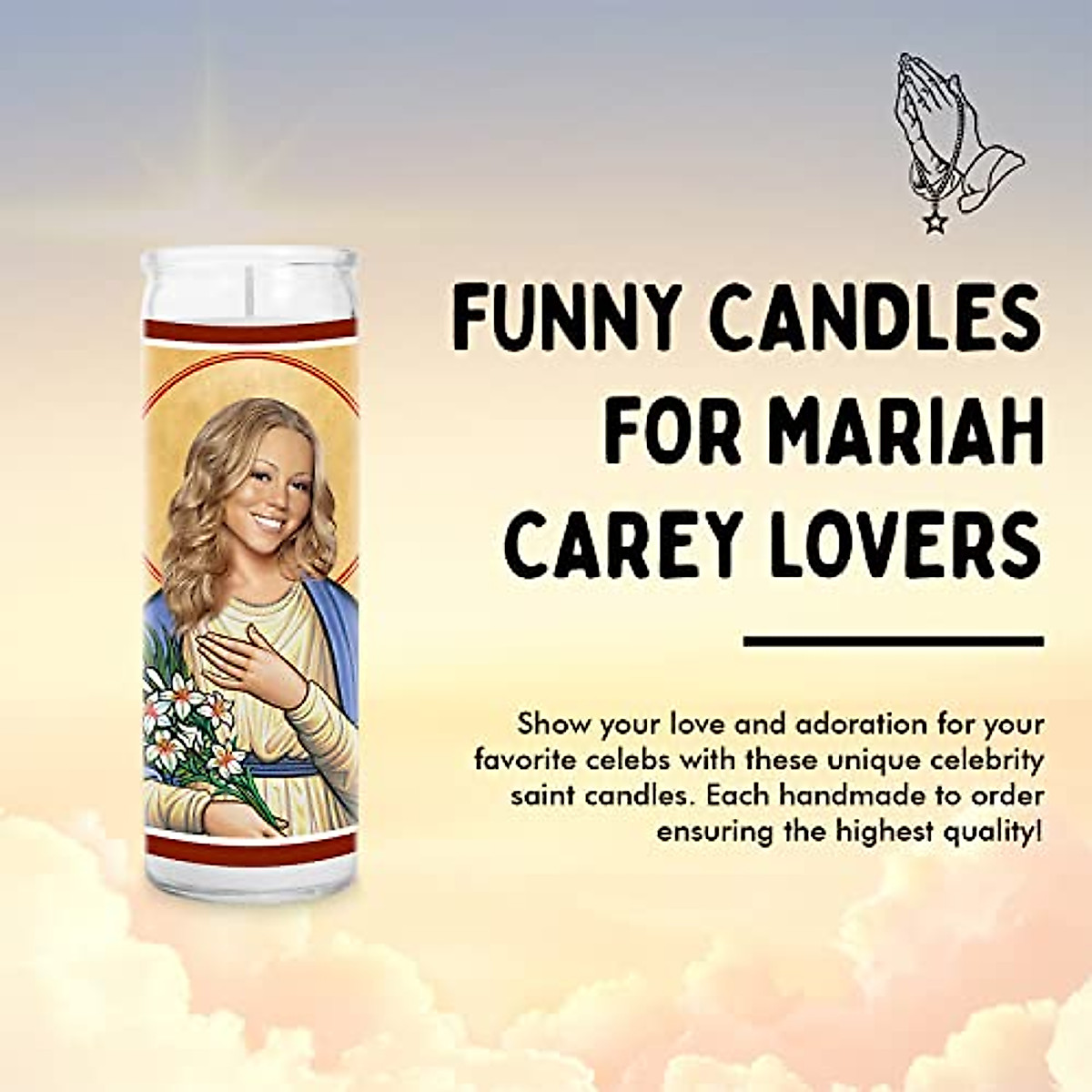 Celebrity Prayer Candle - Funny Saint Candle - 8 inch Glass Prayer Votive - 100% Handmade in USA - Novelty Celebrity Gift