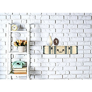 MCS Vintage Suitcase with Aqua Accent, 24 in, Distressed Cream