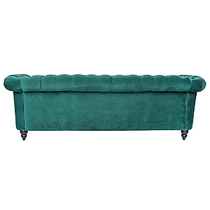 LEVNARY Three-Seat Velvet Sofa, Large Sofa Classic Tufted Chesterfield Settee Sofa Modern 3 Seater Couch Furniture Tufted Back for Living Room, Green