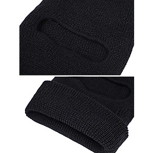 WILLBOND 2 Pieces 1-Hole Knitted Ski Full Face Covering, Adult Winter Balaclava Warm Knitted Full Face Covering for Outdoor Sports Black, 38 x 22 cm/ 14.96 x 8.66 inches (Black)