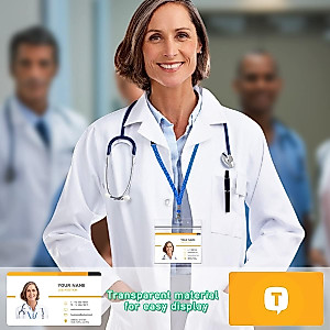 Plastic Horizontal Badge Holder Clear - Coideal 36 Pcs Thick Name Tag ID Card Holders Protector Transparent Sleeves with Waterproof Resealable Zip