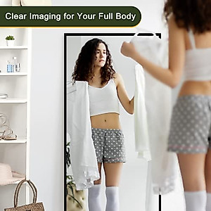 NicBex Full Length Mirror, 64" x 21" Alloy Free-Standing Mirror as Floor Mirror Wall Mounted Mirror Large Mirror for Living Room/Bedroom/Dressing Room/Dorm Room, Black, with Stand