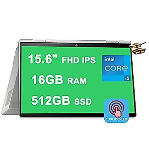 HP Envy x360 15 2-in-1 Laptop 15.6" FHD IPS Touchscreen 11th Gen Intel Quad-Core i5-1135G7 (Beats i7-10710U) 16GB RAM 512GB SSD Backlit Fingerprint HDMI USB-C B&O Win10 Silver + HDMI Cable