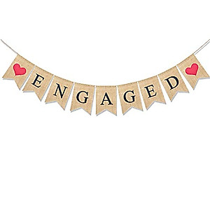Uniwish Engaged Banner Burlap Bunting Garland Bridal Shower Engagement Party Decorations Rustic Wedding Save the Date Photo Props