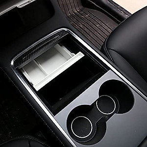 NITOYO 3PCS Upgraded WHITE Center Console Organizer Tray Compatible with Tesla Model 3/Y, Armrest Organizer Tray, Armrest Hidden Cubby Drawer Storage Box 2021-2023 Model 3/Y (3 IN 1)