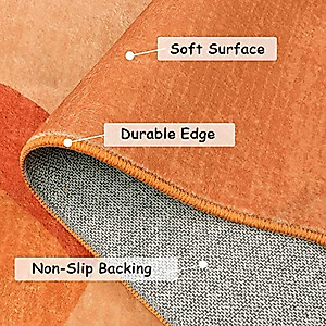 Lahome Abstract Low Pile Kids Room Area Rug - Orange Minimalist 3x5 Playroom Rug, Modern Building Soft Non-Slip Non-Shedding Mat Machine Washable Carpet for Entryway Nursery Office Living Room Bedroom