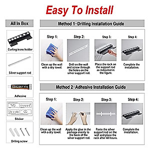 KEOQIANG Storage Holder for Airwrap Wall Mounted, Sturdy Curling Iron Accessories Rack Bracket with Adhesive, Suitable for Bathroom, Bedroom, Styling Room, Hair Salon, Black