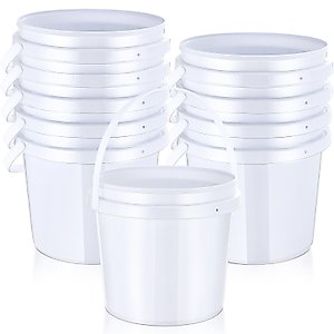 Yaomiao 10 Pcs 1 Gallon Bucket White Plastic Bucket Without Lids Paint Buckets Pails Paint Cans Storage with Handle Bucket Pail Container for Multipurpose Household Crafts Projects(1 Gallon)