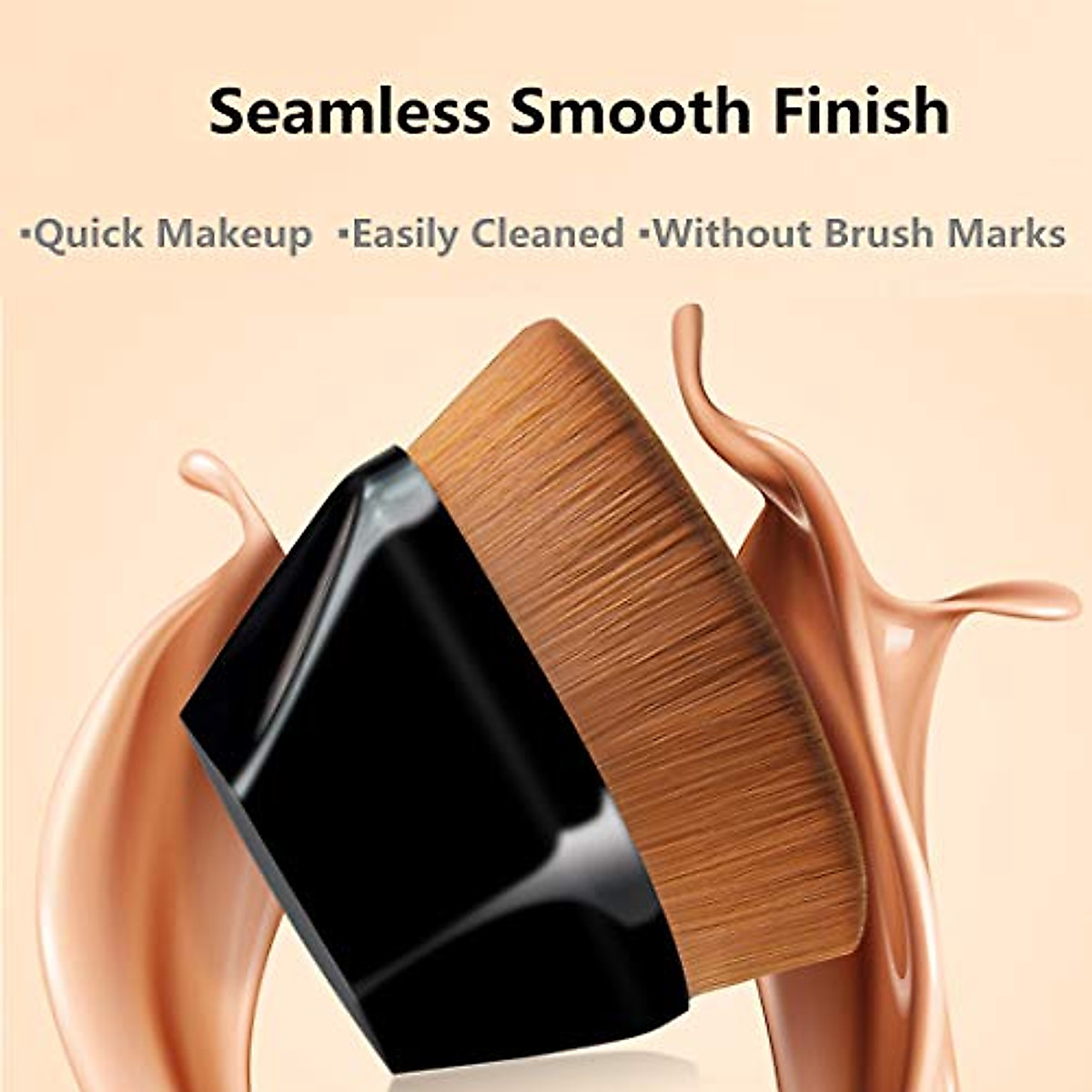 Focuschic Seamless Foundation Brush Suitable for Mixed Liquid, Cream or Powder Cosmetics No Trace Synthetic Makeup Brush with Storage Box (Black)