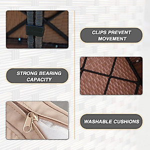 Outdoor Patio Furniture Set with Fire Pit Table, 13 Pieces Outdoor Furniture Set Patio Sectional Sofa w/42in Propane Fire Pit, PE Wicker Rattan Patio Conversation Sets - Beige