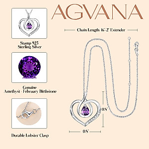 AGVANA February Birthstone Jewelry Amethyst Necklace for Women Sterling Silver Forever Love Infinity Heart Pendant Necklace Anniversary Birthday Gifts for Women Mom Wife Her