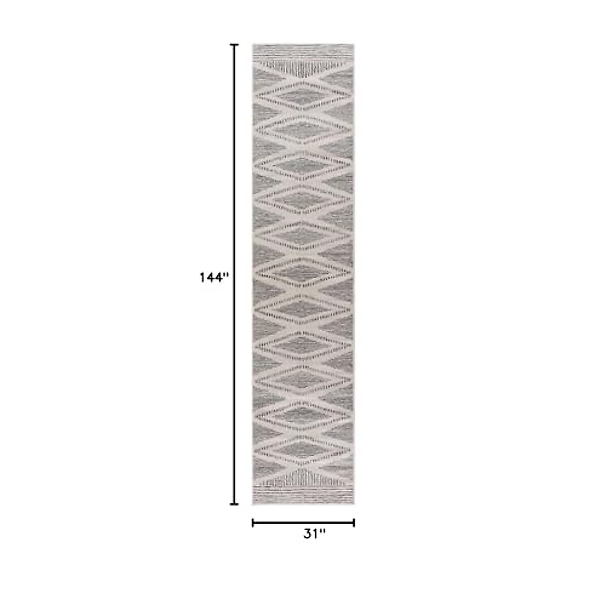 Hauteloom Tigris Nikea Geometric Southwestern Farmhouse Entryway, Kitchen Runner Rug - Long Carpet - Vintage Distressed - Boho Aztec Tribal Pattern - Ivory, Beige, Gray - 2'7" x 12'
