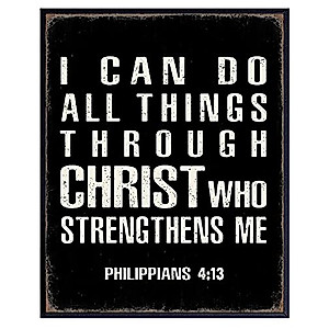 Religious Christian Wall Art & Decor - Catholic Gifts for Men - Scripture Wall Art - Jesus Wall Decor - Bible Verses Wall Decor - Inspirational Spiritual Gifts - I Can Do All Things Through Christ