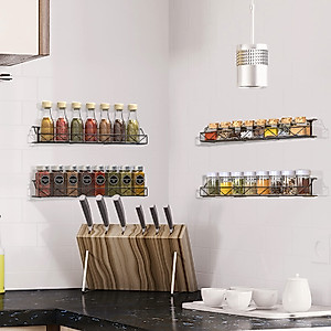 Bextsrack Spice Rack Organizer for Cabinets, 4 Pack Wall Mounted Spice Seasoning Jars Shelf Storage Organizer for Cupboard, Pantry Door, Black