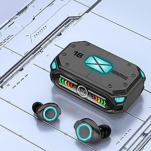 Qiopertar True Wireless Bluetooth Headset 5.3 Two-in-Ear High Sound Quality Noise Reduction Mechanical Technology No Delay Cool Sports Headset (Black)