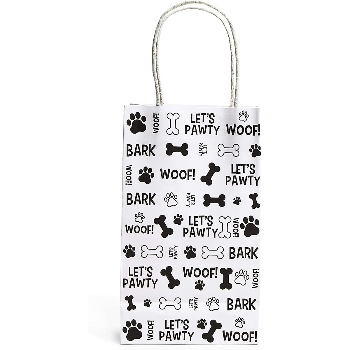BLUE PANDA Dog Gift Bags with Handles, Lets Pawty, Woof, Bark (13.2 In, 24 Pack)