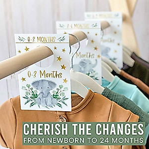6 Hanger Dividers Baby Closet Size Dividers - Elephant Baby Closet Dividers, Baby Closet Organizer For Nursery Organization, Baby Essentials For Newborn Essentials, Nursery Closet Dividers Girl or Boy