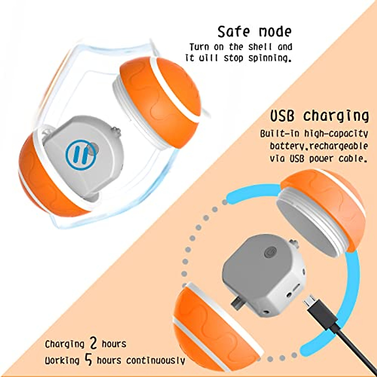 BigTuto Interactive Dog Ball Toys, Active Rolling Ball for Indoor Dogs/Cats with Motion Activated/USB Rechargeable, Moving Bouncing Ball pet Puzzle Toy