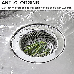 Kitchen Sink Strainer Stainless Steel, LASSHSWA Kitchen Sink Drain Strainer, Sink Strainers for Kitchen Sinks with Large Wide Rim 4.5" Diameter (2 Pack)