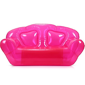 Kigley Inflatable Chair Blow up Couches Transparent Inflatable Sofa Seat Yard Patio Portable Inflatable Furniture Air Couch for Outdoor Indoor Camping Beach Room(66.14 x 39.37 x 37.4 Inch,Pink)
